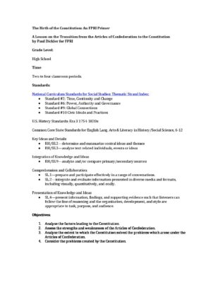 The Birth of the Constitution Lesson Plan - Foreign Policy Research ...
